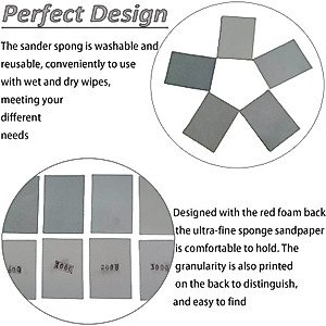 30 PCS Hand Sanding Block Sponge Set 400-3000 Grit, Ultra Fine Sanding Sponges Pads, Soft Foam Sanding Sponge Wet Dry Sandpaper for Model Plastic Toy Metal Wood Furniture Polishing