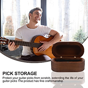 Guitar Display Case Guitar Pick Box Storage Wooden Guitar Picks Case Guitar Picks Holder Organizer Small Item Organizer for Bass Mandolin Banjo Ukulele Coffee Guitar Pick Case