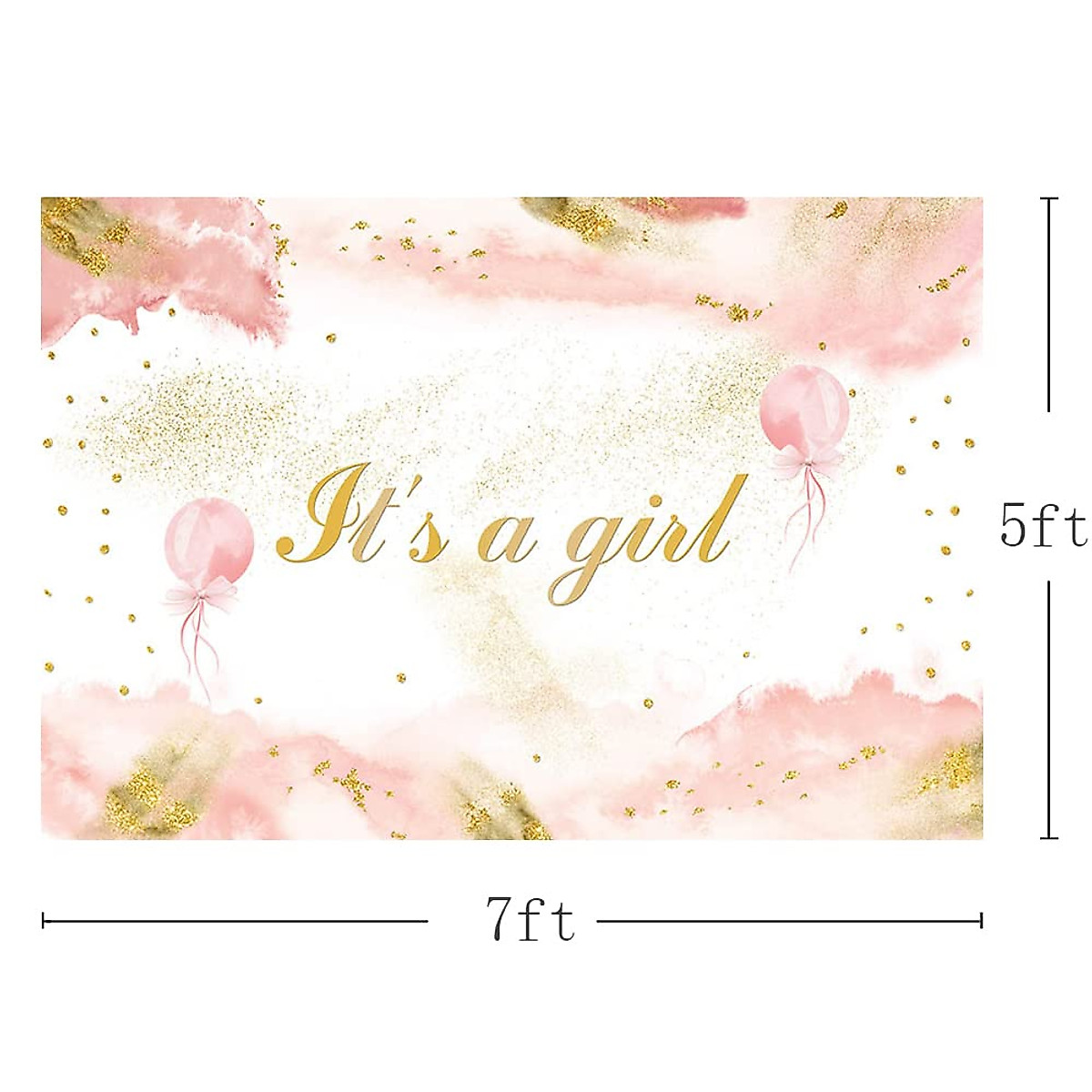 MEHOFOND 7x5ft Blush Pink Watercolor Baby Shower Backdrop for Girls Oh Baby Pink Watercolor Clouds Gold Glitter Baby Shower Photography Background It's A Girl Party Banner Photoshoot Props