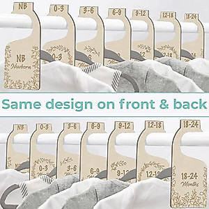 Baby Closet Size Dividers - 7x Premium Wood Nursery Closet Dividers for Baby Clothes - Botanical Eucalyptus Vines Leaf Plant Greenery Boho Nursery Decor - Baby Closet Dividers for Boy or Girl - [Wood]