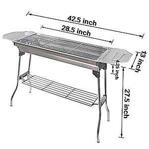 HTTMT- Outdoor Campling Refined Stable Version-2.0 Iron Portable Folding Barbecue Charcoal Grill Stove Shish Kebab Stainless Steel BBQ Patio Fold Large [P/N: ET-COOK003-SR]