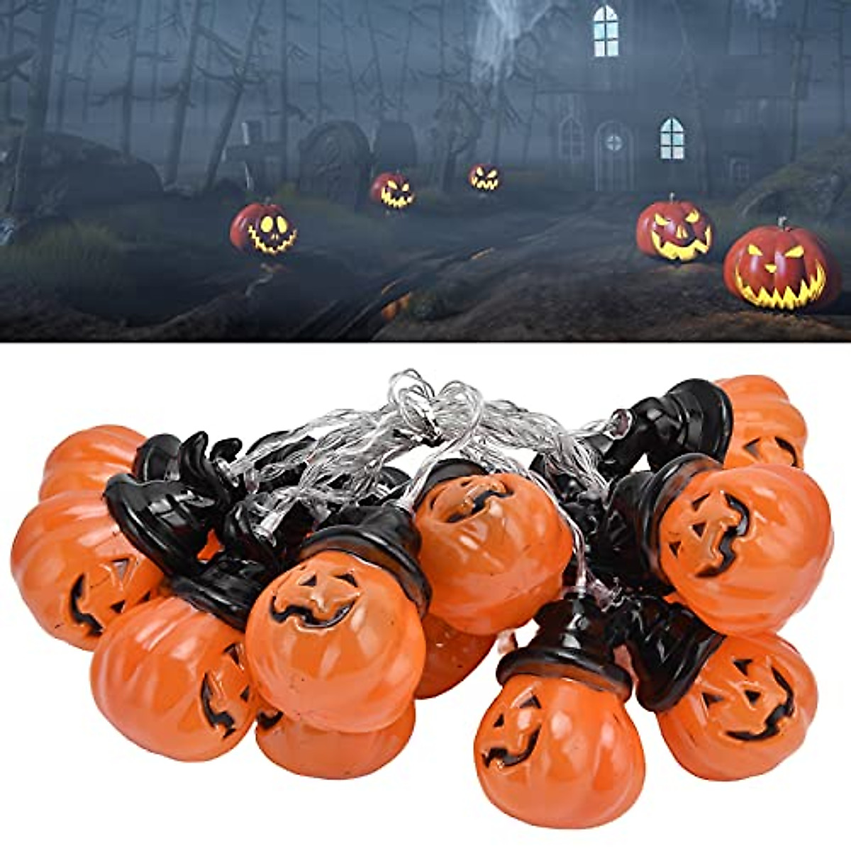 20Pcs LED Pumpkin Lantern, 3m Dual-Mode Decorative Lights, Suitable for Holiday, Home, Halloween, Garden, Porch, Fence Decoration Lights
