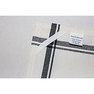 WHITEWRAP Kitchen Towels | 100% Cotton Dish Towels Premium Quality | 15"x25" Black Stripes 6-Pack | Hand Towels, Tea Towels, Dish Cloths| Highly Absorbent Bar Towels