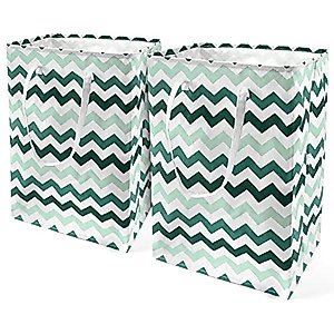 Nancyber 2 Pack Collapsible Laundry Basket, 75L Large Waterproof Laundry Hamper with Handles, Clothes Hampers for Laundry, Dorm, Toys Storage, Foldable Laundry Room Organization (Green Wavy)