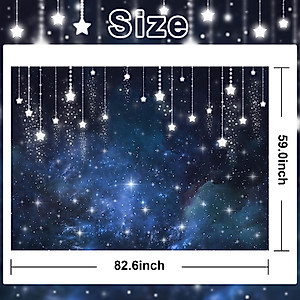 Avezano Starry Night Sky Backdrops Under The Stars Prom Party Background Universe Space Theme Birthday Party Backdrop Shining Twinkle Stars Newborn Baby Shower Banner Decorations (Blue, 83x59in)