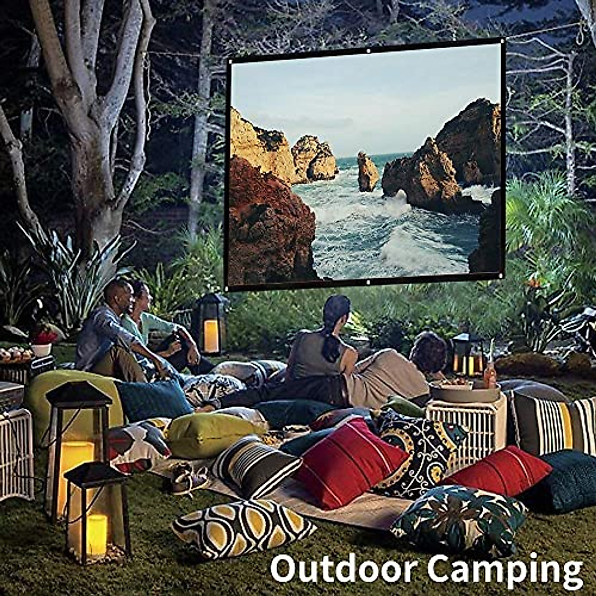 FMOGE Projector Simple Curtain Home Outdoor KTV Office Home Theater Portable 3D HD Projector Screen (Size : 150 inch)
