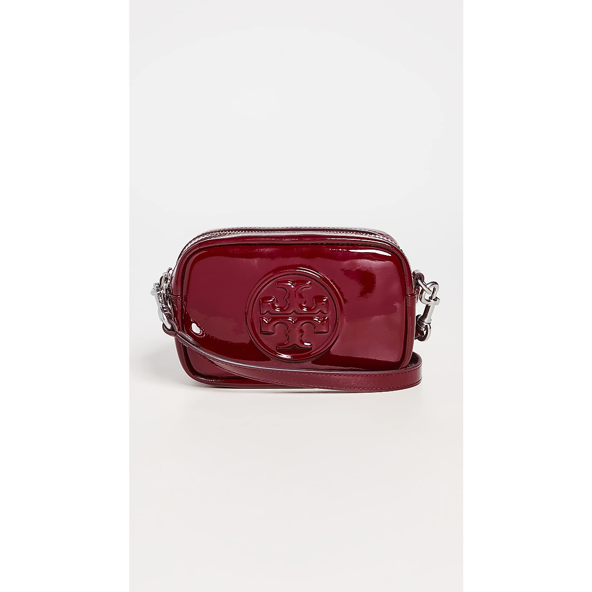 Tory Burch Women's Perry Bombe Patent Mini Bag, Royal Burgundy, Red, One Size