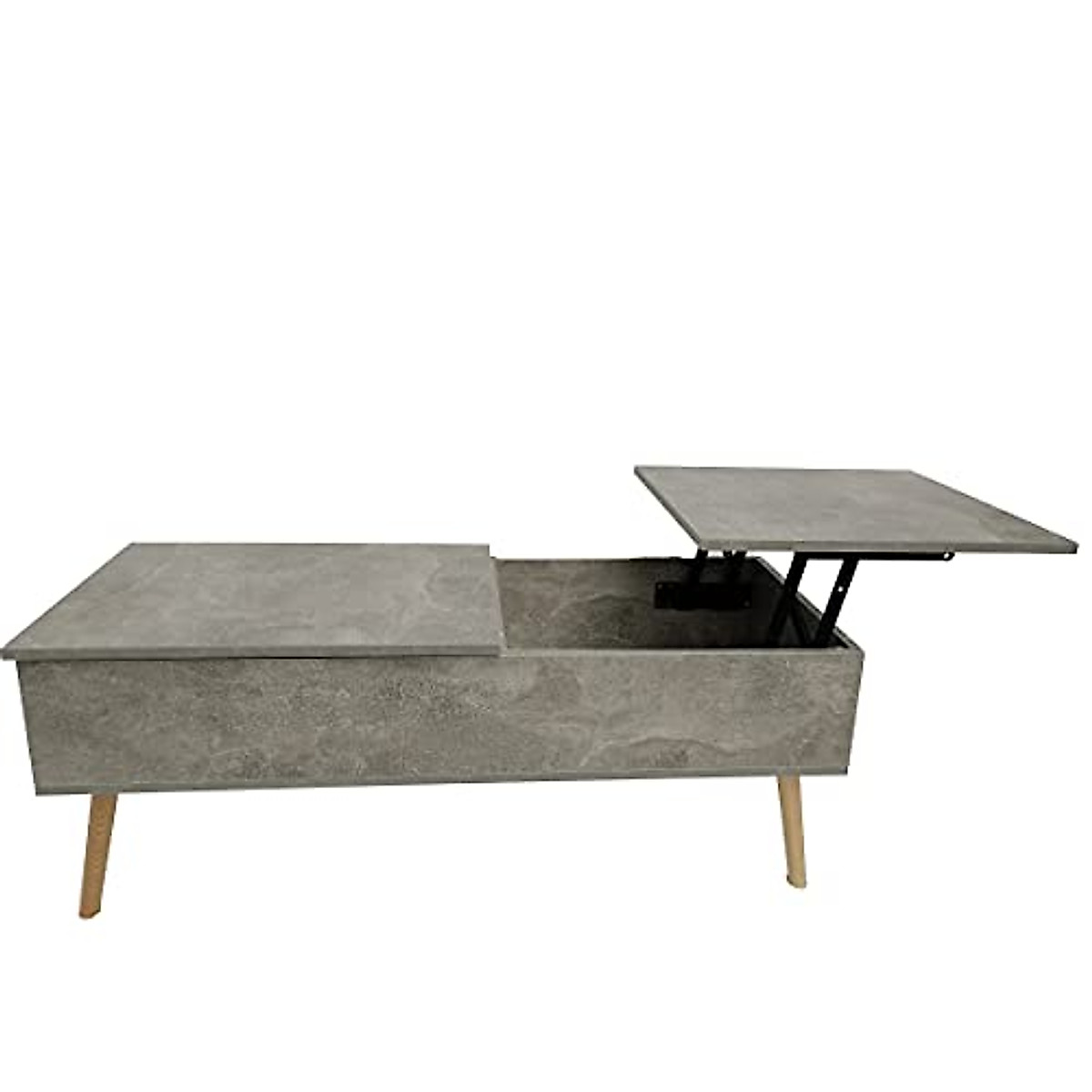 Aline Lift-Top Convertible Coffee Table with Wooden Legs (Gravel Grey)
