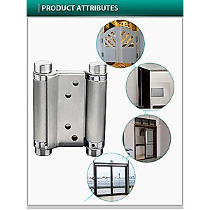 2 Pairs (4Pcs) of 3" Stainless Steel Cafe Saloon Door Swing Self Closing Double Action Spring Hinge