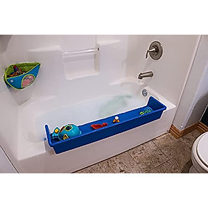 Tub Topper® Bathtub Splash Guard Play Shelf Area -Toy Tray Caddy Holder Storage -Suction Cups Attach to Bath Tub -No Mess Water Spill in Bathroom -Fun for Toddlers Kids Baby