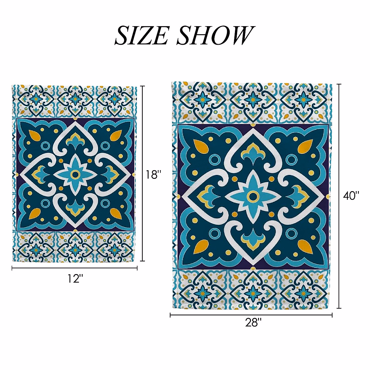 Spanish Tile Garden Flags Polyester Fabric Vertical Double Sided Printing Outdoor Welcome Banner Flag UV Protector Decoration for Home Yard Patio Lawn 12x18in