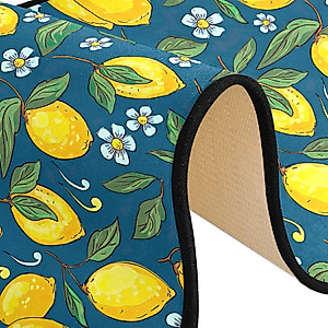 CHIFIGNO Tropical Pattern Yellow Lemon Rugs Non Slip Doormat for Living Room/Kitchen/Bathroom 2&#039;x6&#039;