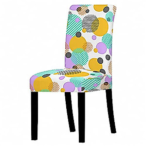 Round Triangle Printed Chair Cover Removable Dirt Resistant Kitchen Seat Cover Elastic Chair Cover for Banquet Restaurant AJ2 6PCS