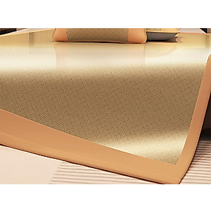 Summer Sleeping Pad Ice Rattan Mat 3 Piece Set (1 Mattress + 2 Pillowcases) Summer Ice Silk Mat Washable Cooler Mattresses (Gray, 59 * 78in/150 * 200cm)