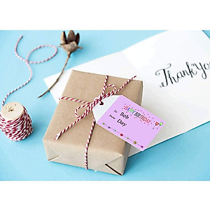 JianDay 350 Adhesive Happy Birthday Stickers, Present Stickers, 1.5 x 2 Inch Birthday Label Stickers for Party Supplies Festival Holiday Presents, 6 Assorted Designs (Rectangle, 1.52 inch)