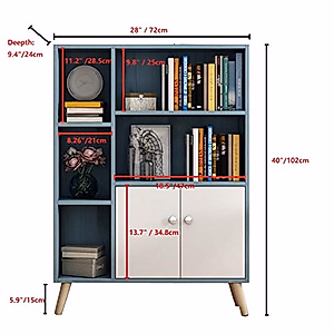 GDLMA Storage Sideboard,Modern Bookcase with 2 Doors,Blue