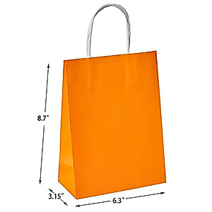 SUNCOLOR 24 Pack Small Party Favor Bags Goodie Bags for Birthday Party Gift Bags With Handle (Orange)