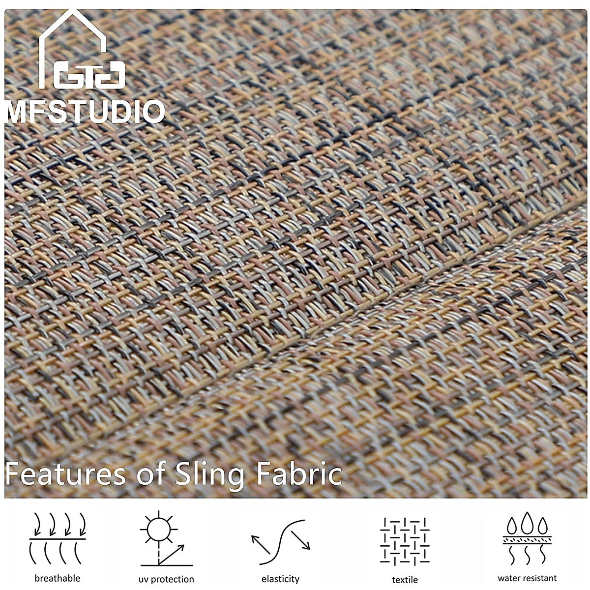 MFSTUDIO Outdoor Bar Stools Set of 4, Patio Bar Height Sling Chairs, Steel Frame All-Weather Resistant,Breathable Textilene Fabric