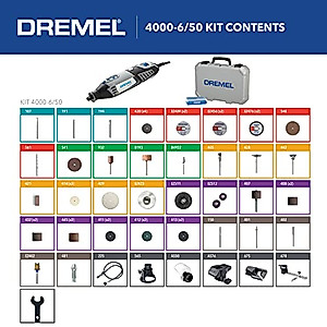 Dremel 4000-6/50 High Performance Rotary Tool Kit with Flex Shaft- 6 Attachments & 50 Accessories- Grinder, Mini Sander, Polisher, Engraver- Perfect for Routing, Cutting, Wood Carving