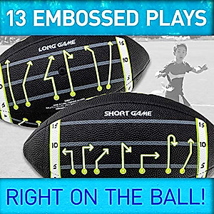 Franklin Sports Kids Football - Playbook Junior Football with Play Diagrams - Small Youth Football with Soft Cover - Black 10"x6"