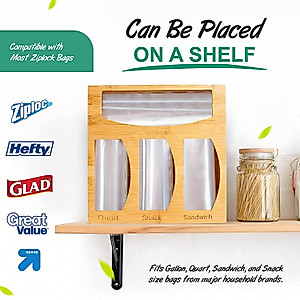 Ilberry Ziplock Bag Storage Organizer | Bamboo Ziplock Bag Organizer Designed to Fit Most Kitchen Drawer | Food Baggie Holder Suitable for Gallon, Quart, Sandwich and Snack Variety Size Bags