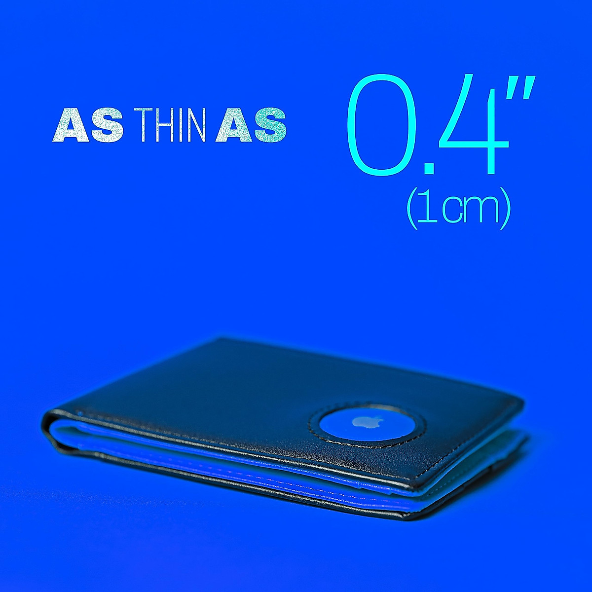 Mens Wallet with AirTag Holder, Slim Genuine Leather Bifold AirTag Wallet with Money Pocket, RFID Blocking, 9 Card Slots, Bill Divider, ID Window (Black & Midnight Blue)