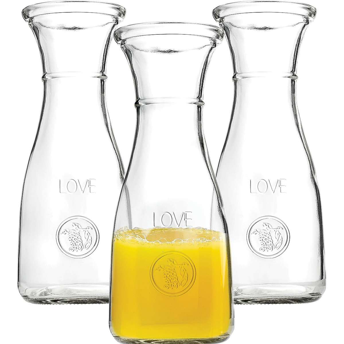 Kitchen Lux Carafe Pitcher Glass Set - Glass Water Pitcher & Water Carafe - Love Elegant Wine Decanter & Mimosa Bar Set - Easy Grip Neck & Wide Mouth for Pouring