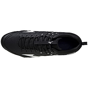 Mizuno unisex adult 9-spike Ambition 2 Mid 9 Spike Men's Metal Baseball Cleat 11, Black-white (9000), 11 US