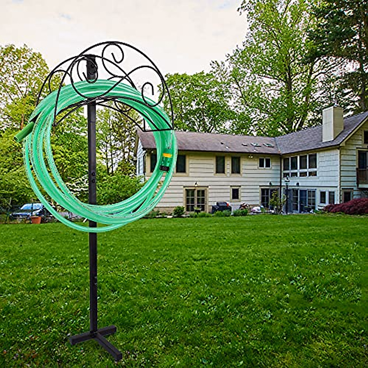 Garden Hose Holder Freestanding Hose Holder For Outside Detachable Water Hose Holder-Holds 125 Ft- Decorative Hose Storage For Garden, Yard