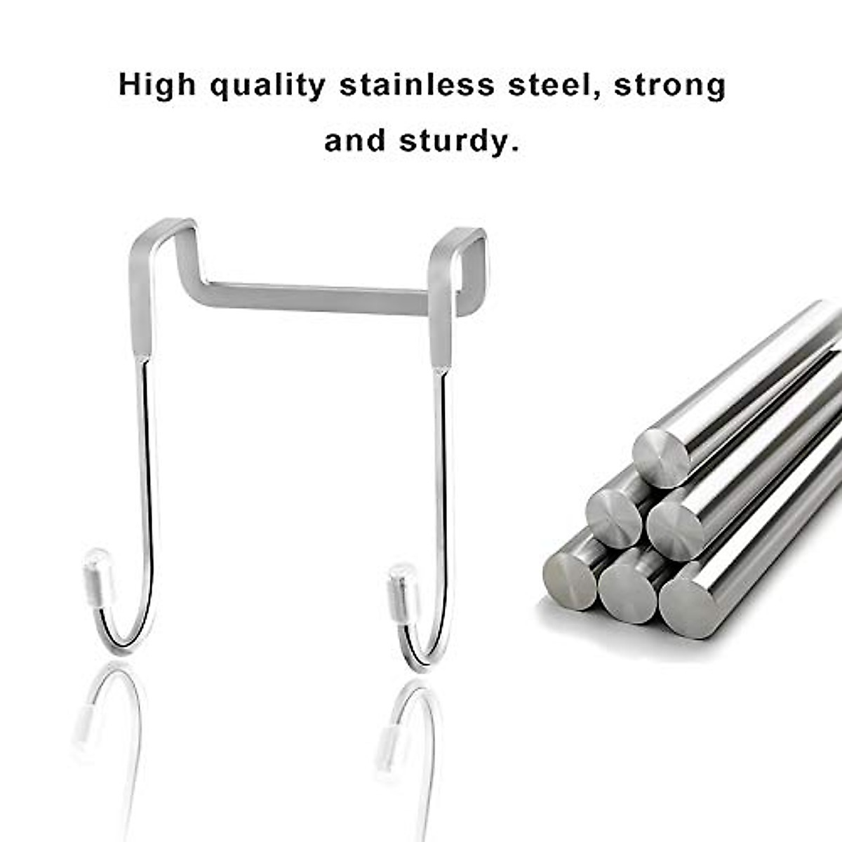 Envibe Shower Door Hooks, Cabinet Hooks, Shower Squeegee Hooks, Towel Hooks for Bathroom Frameless Glass Shower Door (Only for Doors up to 0.78" Thick, Please Measure Before Purchase). 4 Pack, Silver