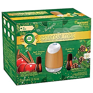 Air Wick Air Wick Essential Mist Fall Starter Kit (1 Diffuser + 2 Refills), Apple Cinnamon & Woodland Pine, 3 Count