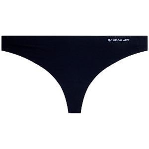 Reebok Women's Thong Underwear - 4 Pack or 8 Pack Breathable Stretch Performance Sexy Seamless Thong Panties for Women (S-XL), Size Medium, Shark Skin/Black-4pk