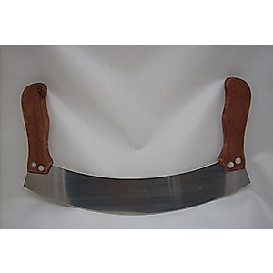 Pizza Rocker Knife - Rocking Cutting - Veggie Dicer - Use Both Hands - Away from the blade. Safer For The Kids - Curved Chopping Knife Chops Leafy Vegetables and All Kinds of Veggies