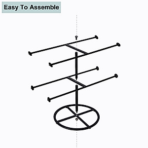 Desktop Ribbon Display Stand Two-Sided Ribbon Roll Storage Rack, 2-Tiers Iron Ribbon Shelf Holder for Cake/Gifts/Flowers Store, Black