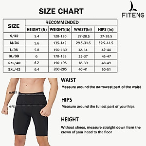 Fiteng Men's Swim Jammers Competitive Athletic Swim Team Suit Training Endurance Racing Quick Dry Swimming Shorts UPF 50 Black