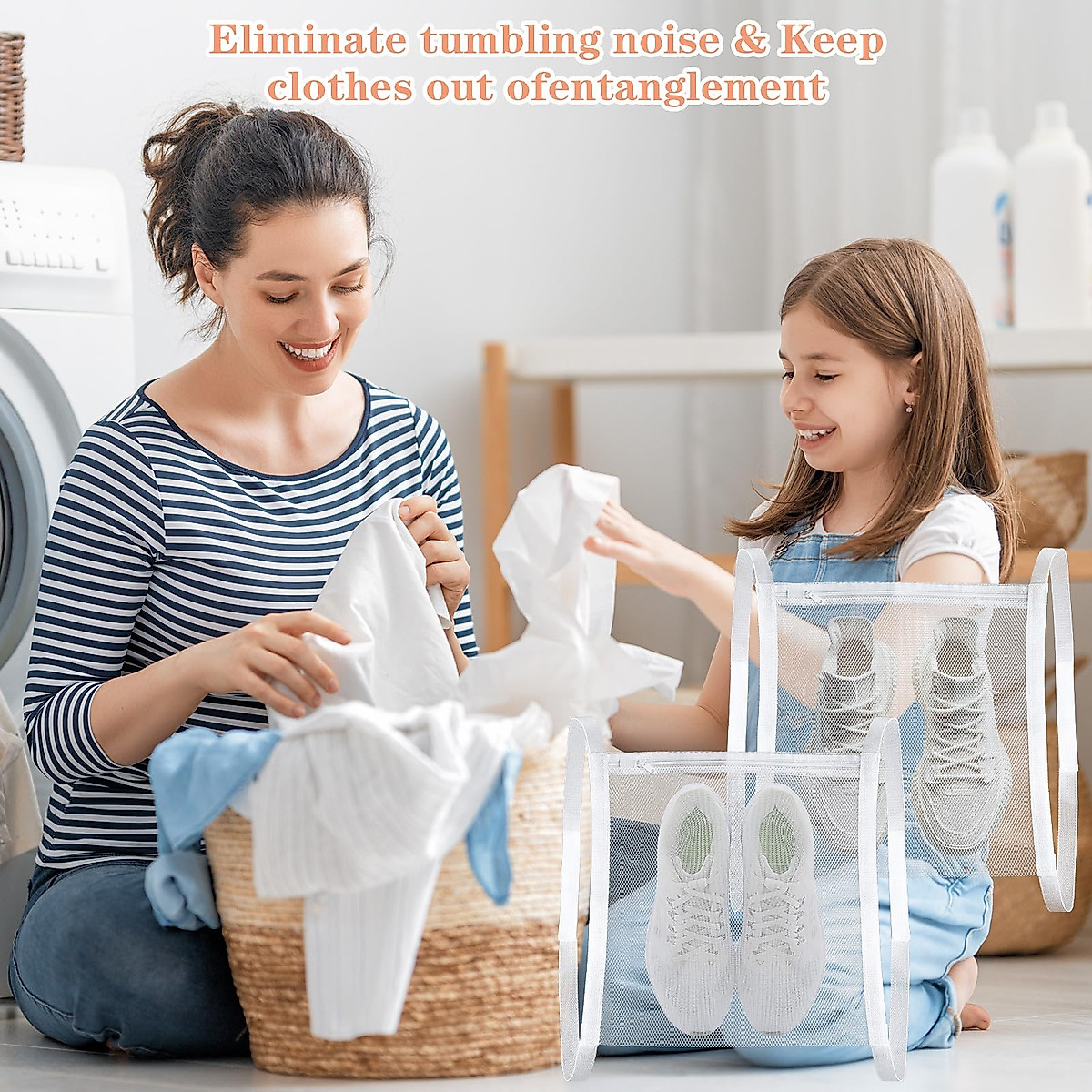 2 Pcs Shoe Dryer Bag, Reusable Sneaker Wash Dry Net Bag, 15.7 x 15.7 Inch Mesh Laundry Bag, Large Honeycomber Mesh Bags Travel Storage Organize Bag, Reused Mesh Bags with Zipper and Strap