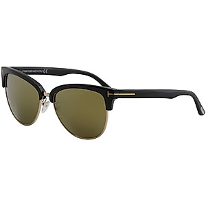 Tom Ford TF368 Fany Oval Sunglasses 59mm FT0368 (01G Black/Gold, Gold Mirrored)