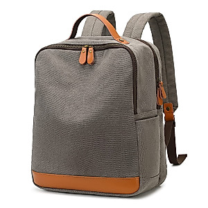 Shaelyka Canvas Laptop Backpack for Women & Men, Water-resistant Travel Backpacks Lightweight, Fit for 15.6 inches Laptop, Grey