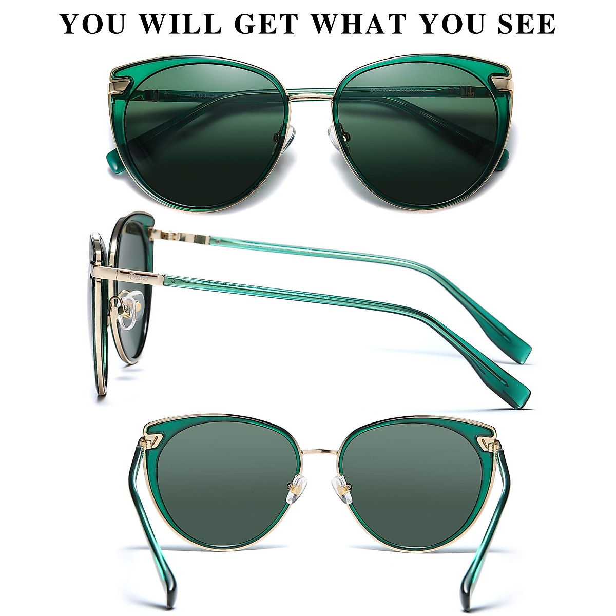 DUCO Cat Eye Sunglasses for Women Retro Polarized Womens Sun Glasses 90s Vintage Shades UV Protection DC1222