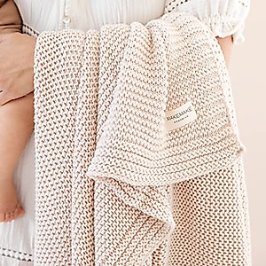 MakeMake Organics Organic Throw Blanket GOTS Certified Organic Cotton Blanket Chunky Knit Super Soft Cozy Fall Winter Large Adults Throw Blanket (50x60, Shell)