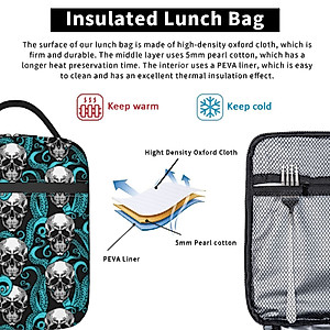 Gianlaima Octopus Sugar Funny Skull Halloween Insulated Lunch Box For Women Man, Portable Lunch Bag Reusable Cooler Tote For Office Work Travel Picnic Camping Beach