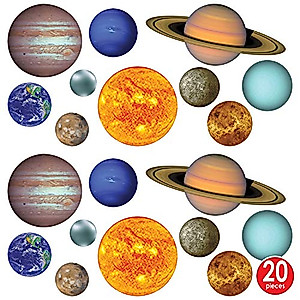 Beistle 20 Piece Paper Solar System Cut Outs Galaxy Space Decorations Birthday Party Supplies