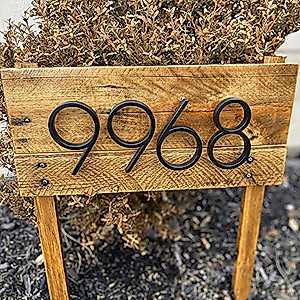 5" Stainless Steel Floating House Number, Metal Modern House Numbers, Garden Door Mailbox Decor Number with Nail Kit, Coated Black, 911 Visibility Signage (2)