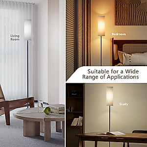 Lithomy Floor Lamps for Living Room with 3 Color Temperatures, Modern Standing Lamp Tall Industrial Reading for Bedroom, Living Room, Office, Kids Room,9W Bulb Included-Black with Gray Lampshade