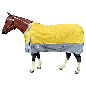 Rugged Ride 1200 Denier Waterproof Adjustable Neck Turnout Blanket - with Grey Skirt - 300 Gram Fill