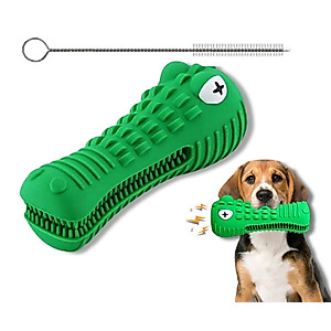 ZP-PY Dog Chew Toys for Aggressive Chewers: Alligator Dog Toys for Large/Medium/Small Breed - Indestructible Dog Toys - Toothbrush Rubber for Dog Teeth Cleaning - Squeaky Sound for Dog Attraction