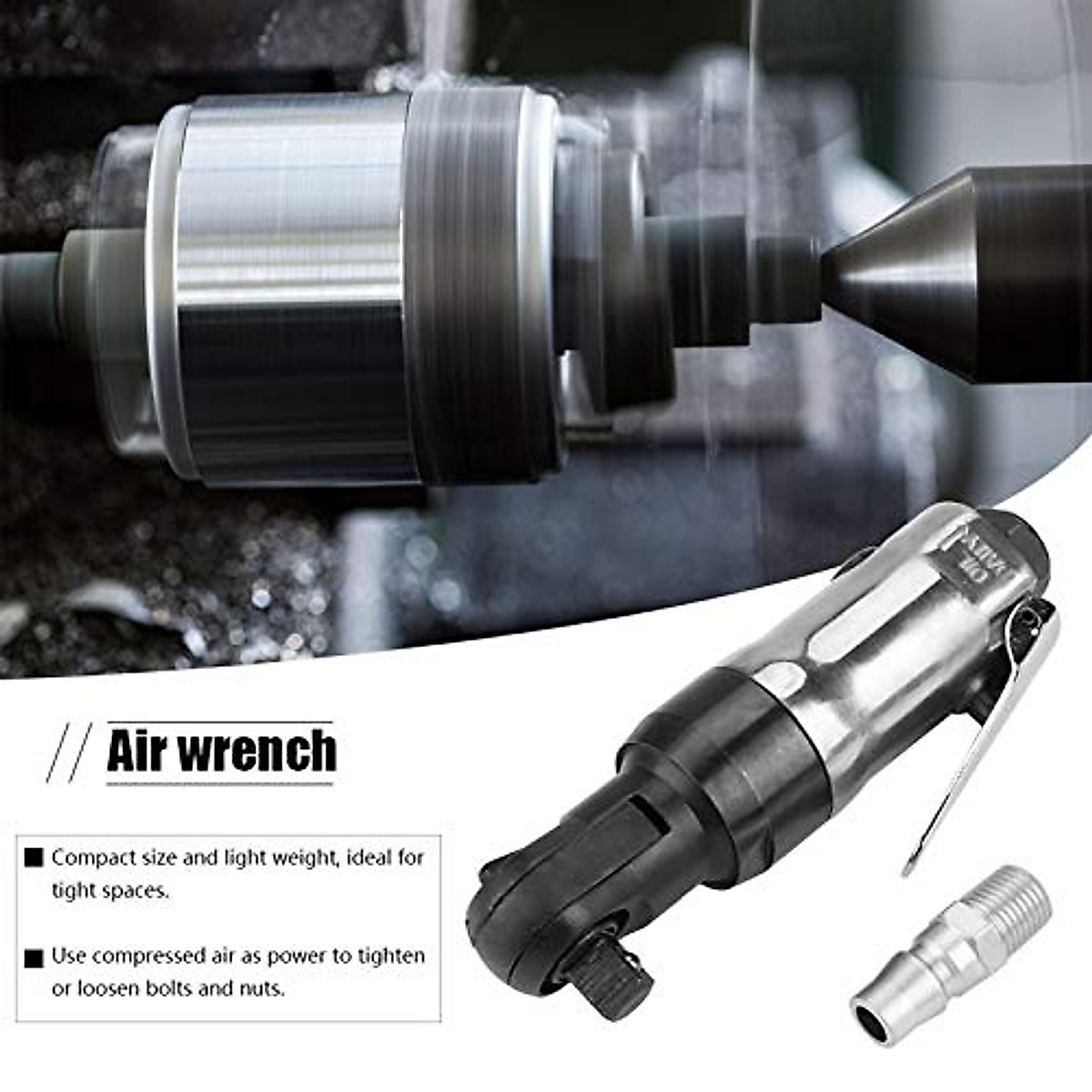 Jadeshay Air Ratchet Wrench, 1/4" Square Drive Straight Shank Pneumatic Ratchet Wrench Professional Tool for Shipbuilding, Machinery Manufacturing and Automobile Industry