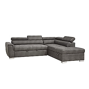 ACME Furniture Thelma Sleeper and Ottoman Sectional Sofa, Grey