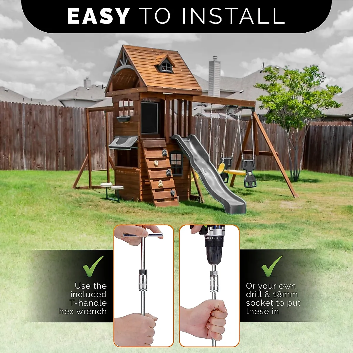 Ground Anchors Screw in - 12 Inch Set of 4 - Tent Stakes Heavy Duty - Trampoline Anchor Kit - Earth Anchor - Swing Set Anchors for Metal Swing Set - Trampoline Stakes Anchors High Wind