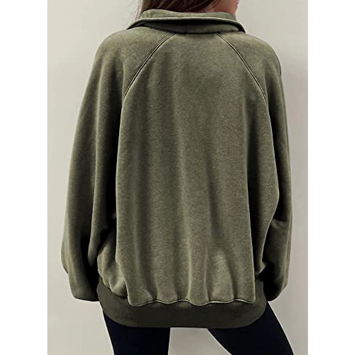 Dokotoo Women's Fashion Hoodies & Sweatshirts Lantern Long Sleeve Button Collar Crewneck Oversized Pullovers Winter Sweatshirts for Women Loose Fit Casual Ladies 2023 Fall Shirt Tops Green L